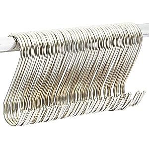 Juvale Metal S Shaped Hooks, Stainless Steel Hangers Bulk Set (3.9 in, 50 Pack)