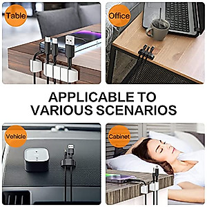 Adhesive Cord Holders 10 Pack, Cable Clips,Ideal Cable Cords Management for Organizing Cable Wires-Home, Office, Car, Desk Nightstand-White