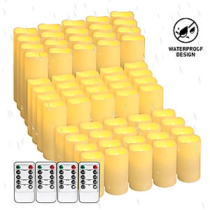 ECLHTLNY 48 Packs Flameless Led Candles, Battery Candles,Simulate Flame,Waterproof Outdoor Indoor Candles with10-Key Remotes and Cycling 24 Hours Timer for Wedding, Table, Festival,Home Decoration…