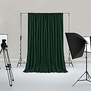 Hiasan Hunter Green Backdrop Curtains for Parties, Polyester Photography Backdrop Drapes for Baby Shower, Wedding Decorations, 5ftx10ft, Set of 2 Panels