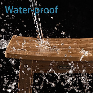 HDPS Shower Bench Seat, Poly Lumber Shower Stool for Inside Shower Waterproof, Shower Foot Rest Stool for Shaving Legs with Adjustable Feet, Plastic Shower Chair Seat for Bathroom, Non-Slip, Brown