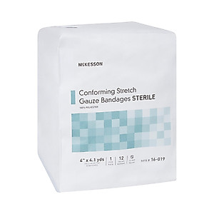 McKesson Conforming Stretch Gauze Bandages, Sterile, 4 in x 4 1/10 yd, 12 Count