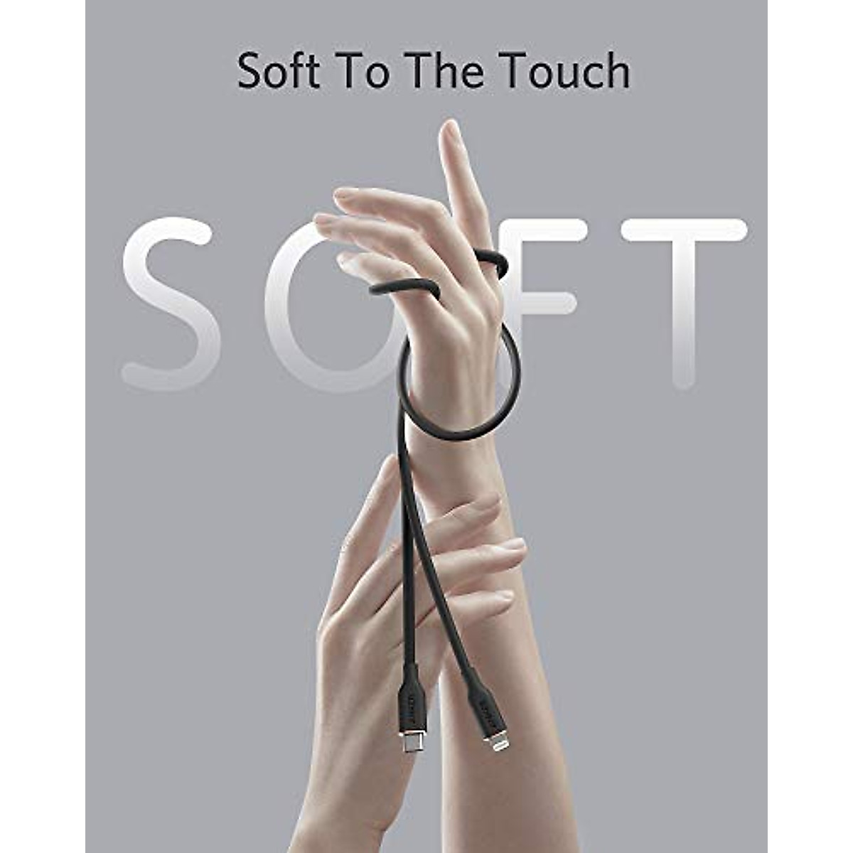 Anker USB-C to Lightning Cable, 641 Cable (Midnight Black, 6ft), MFi Certified, Powerline III Flow Silicone Fast Charging Cable for iPhone 13 13 Pro 12 11 X XS XR 8 Plus (Charger Not Included)