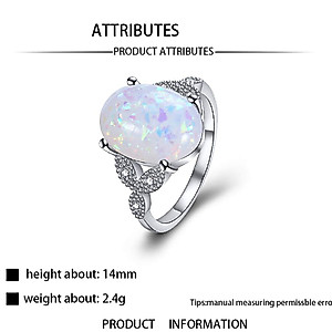 YAZILIND Platinum Plated Wedding Ring Opal Cubic Zirconia Engagement Women Jewelry Gift Size 9