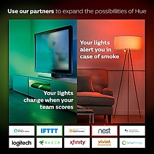 Philips Hue White and Color Ambiance A19 60W Equivalent LED Smart Bulb Starter Kit (4 A19 Bulbs and 1 Hub Compatible with Amazon Alexa Apple HomeKit and Google Assistant)