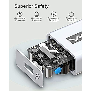 Vebach USB Wall Charger Single Port, UL Certified Quick Charge 3.0 18W AC Power Charging Adapter Plug Compatible with Galaxy S10/S9/S8/Note 8/7, LG G6/G4/V30, HTC 10, Nexus 9, iPhone, iPad and More