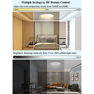 DOLED LED Ceiling Light Flush Mount: 3000LM Bright Closet Lighting Fixtures Ceiling Lamp Dimmable with Remote Control, 12'' Round Flat Ceiling Lights for Bedroom Living Room Kitchen Bathroom