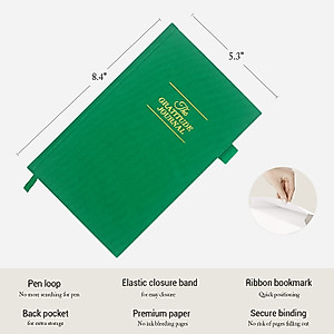 The Gratitude Journal: Just Five Minutes a Day to Inspire Thankfulness, Mindfulness, Positivity, Happiness,Upgraded with Pen Holder, Inner Pocket & Elastic Closure Band (Earth Green)