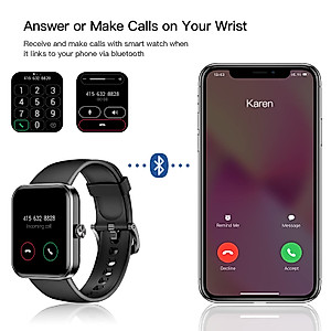 EURANS Smart Watch 42mm Bluetooth Calling (Answer/Make Call) HD Touch Screen IP68 Waterproof Fitness Tracker for Android and iOS Phones, Blood Oxygen & Heart Rate Monitor, Sleep Tracking for Men Women