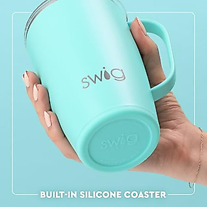 Swig Life 18oz Travel Mug, Insulated Tumbler with Handle and Lid, Cup Holder Friendly, Dishwasher Safe, Stainless Steel, Travel Coffee Cup (Grey)