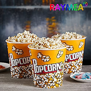 Plastic Popcorn Containers Retro Style Reusable Popcorn Buckets for Movie Night 7.1”x7.1”x5.1” - 2 Pack
