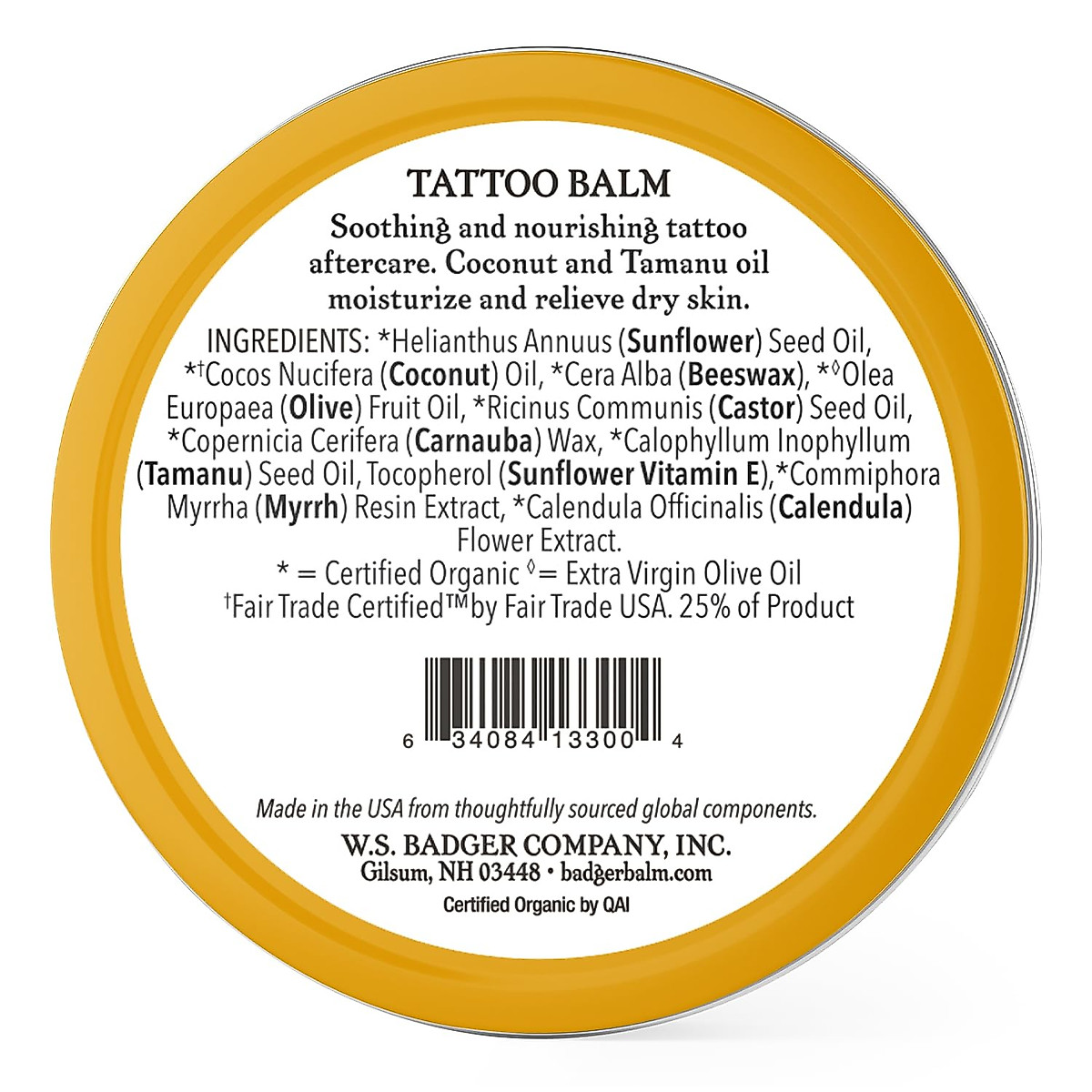 Badger - Tattoo Balm, Natural Tattoo Aftercare Salve, Tattooing Cream that Heals and Protects w/Coconut and Tamanu Oil, Organic Tattoo Butter 2oz Tin