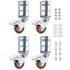 QWORK Storage Rack Caster Wheels, 4 Pack 3" Heavy Duty 500 lb. Max Total Capacity Storage Shelf Accessories, Fit for Boltless Self Locking Shelving Racks