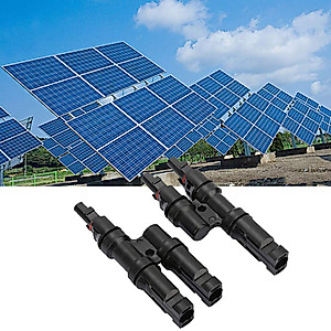 FTVOGUE 1 Pair T Type Branch Solar Panel Adapter 2 in 1 Parallel Connector Cable Splitter