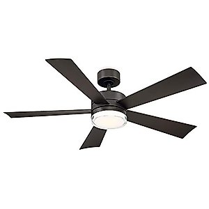 Wynd Smart Indoor and Outdoor 5-Blade Ceiling Fan 52in Bronze with 3000K LED Light Kit and Remote Control works with Alexa, Google Assistant, Samsung Things, and iOS or Android App