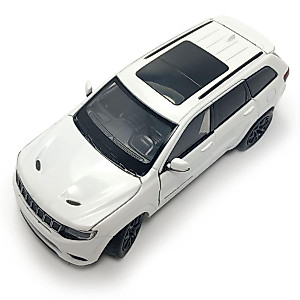 Grand Cherokee Trackhawk Toy Car Diecast Model Car 1/32 Scale SUV Vehicle Metal Zinc Alloy Casting, Light Sound, 4 Doors Open, Boys Toys Kids Birthday Gifts Mens Collection, White