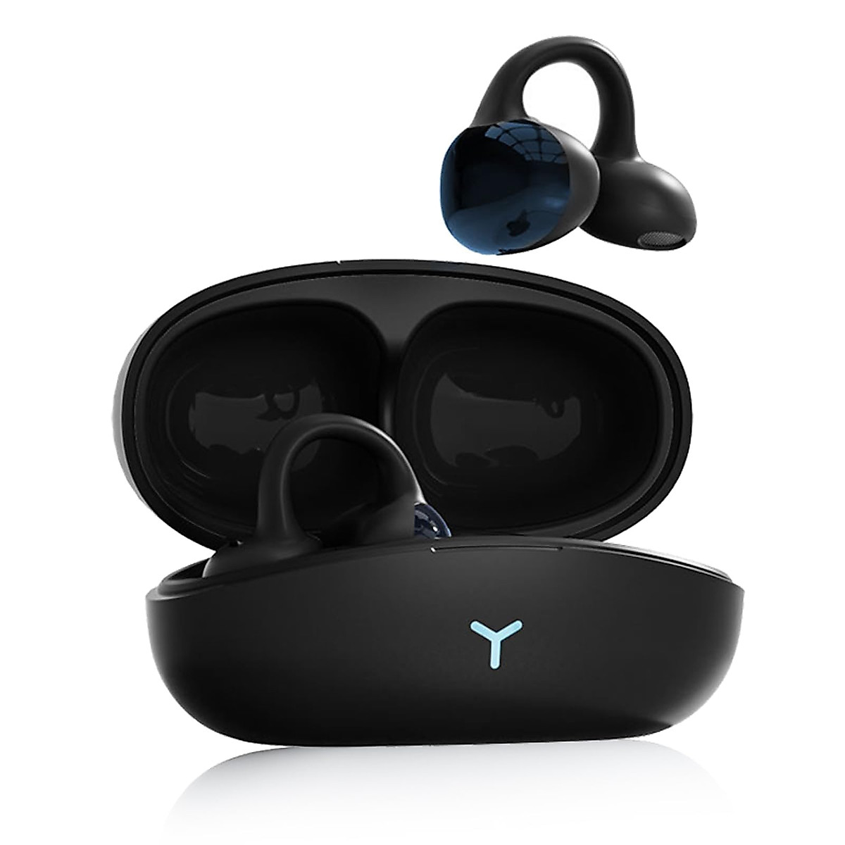 Clip On Earbuds Wireless Bluetooth Ear Clips Ear Buds Open Ear Headphones Ear Cuffs Wireless Ear Clip Bone Conduction Headphones Waterproof Sports Running Earphones for Small Ear Canal