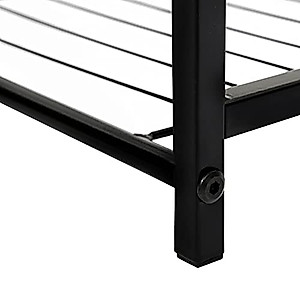 LEEJAY 5 Tier Shoe Rack for Entryway, Freestanding Display Shelf Storage Organizer with 4 Metal Shelves and Top Panel - Rustic Brown