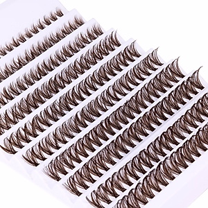 Brown Lash Individuals 200 Pcs Natural Wispy Brown Eyelashes Extension D Curl False Cluster Lashes Brown Fake Eyelashes Clusters