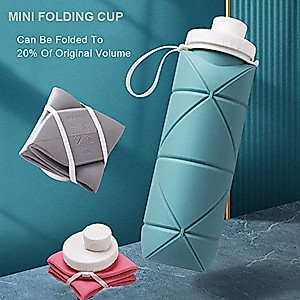SPECIAL MADE Collapsible Water Bottles Leakproof Valve Reusable BPA Free Silicone Foldable Travel Water Bottle for Gym Camping Hiking Travel Sports Lightweight Durable 20oz Dark Green