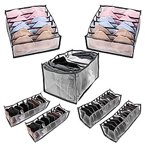 QOONESTL 7Pcs/Set Wardrobe Clothes Organizer, Drawer Organizers for Clothing, Foldable Compartment Storage Box for Underwear, Bras, Socks, Jeans, Leggings, T-Shirts(size:7Packs)