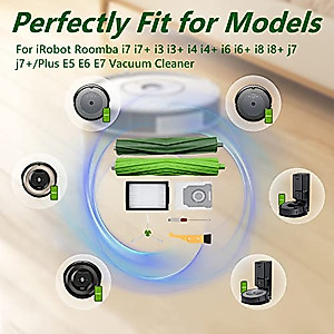 CERO Replacement Parts for iRobot Roomba i3 i3+ i4 i4+ i6 i6+ i7 i7+ i8 i8+ E5 E6 E7 j7 (7150) j7+ (7550) I,E,J Series Vacuum Cleaner, Roller Brushes, Filters,Edge Sweeping Brushes Replacement Kits