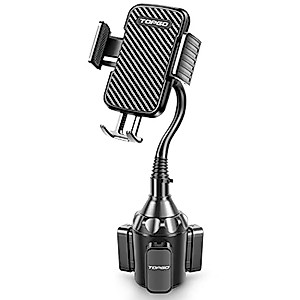 TOPGO [Upgraded] Cup Holder Phone Holder for Car, Car Cup Holder Phone Mount Universal Adjustable Gooseneck Cup Holder Cradle Car Mount for Cell Phone iPhone,Samsung,LG (Black)