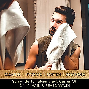 Sunny Isle Jamaican Black Castor Oil 2-N-1 Hair & Beard Wash 12oz (Pack OF 2) | Cleanses, Hydrates, Moisurizes Hair & Skin | Detangles Beard | Paraben & Sulfate FREE