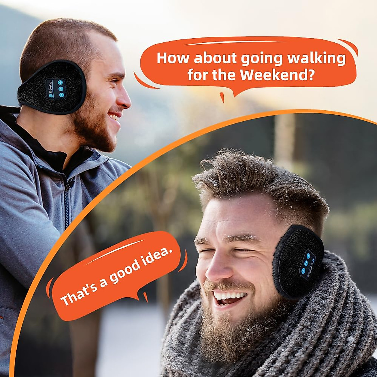 SYPVRY Bluetooth Ear Muffs Winter Ear Warmer Wireless Headphones Adjustable Winter Ear Cover Built-in HD Speakers Mic Outdoor EarMuffs (Black)