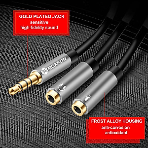 Headphone Y Splitter[3-Pack] Mic and Audio Combo Adapter Female to Male 3.5mm PC Headset Extension Cable for PS4,Tablet, Laptop,Phone and More 3.9 Inch (Black) (3PCS)