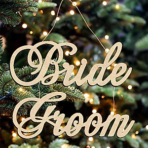 TOYANDONA Bride to be Sign 2pcs Wedding Chair Banner Bride Groom Wood Sign Letter Wall Hanging Decoration Wedding Photo Booth Prop Anniversary Party Decor Supplies Beige Bride and Groom Chair Signs