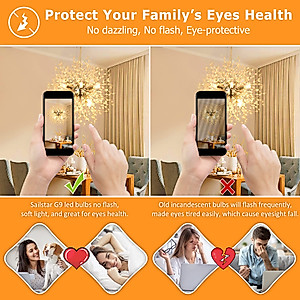 Sailstar G9 LED Bulb Dimmable 2700K Soft Warm White 6 Pack, T4 G9 4W Replacement for 40 Watts Halogen, Ceramic Bi Pin Base, 120V 400 Lumen 360°Beam Angle, G9 Light Bulbs for Chandelier