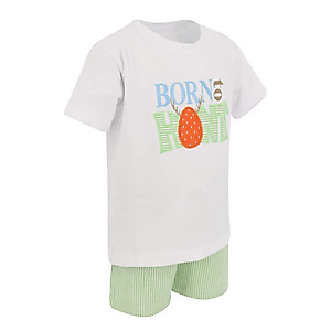 Unique Baby Boys Born to Hunt Easter Eggs Outfit (18 Months, Green)