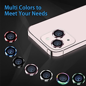 Hsefo Compatible with iPhone 13 Mini / 13 Camera Lens Protector, Anti-Scratch 9H Tempered Glass Metal Camera Screen Protector Shockproof Cover Film Ring -2 Pcs Black