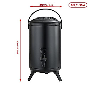 Stainless Steel Insulated Beverage Dispenser 10 Liter/2.64 Gallon with Spigot for tea, coffee, cold milk, water, juice in parties, offices, weddings (10 Liter/2.64 Gallon)