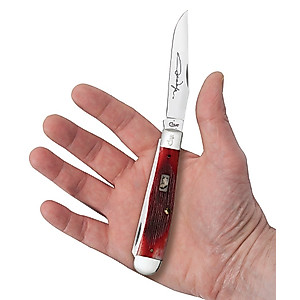 Case Dark Red John Wyne Trapper Pocket Knife Gift Set
