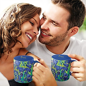 RainCaper Van Gogh Irises Large Porcelain Fine Art Coffee and Tea Mug for Home and Office, 11 Oz, Dishwasher and Microwave Safe