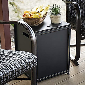 Bond Manufacturing 67635 Cover Hideaway Table for Gas Fire Pits, Suitable for Any 20lb Propane Tank, Black