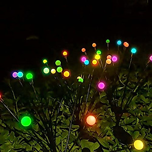 2 Pack Slyuexu Solar Garden Firefly Light：Starburst Swaying Firefly Outdoor Light Waterproof - Garden Decorative Lights Decoration Garden, Parties, Camping(Multicolor-Discolouration)