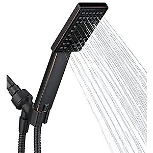 BRIGHT SHOWERS Handheld Shower Head Set High Pressure Hand Held Showerhead with 60 Inch Flexible Shower Hose and Adjustable Shower Arm Mount Bracket, 3 Spray Setting Shower Wand, Oil-Rubbed Bronze