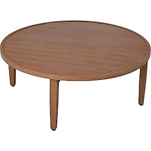 Meridian Furniture 363-C Maui Collection Modern | Contemporary Outdoor Patio Coffee Table with Aluminum Frame in a Teak Wood Look, 36" W x 36" D x 14" H, Natural