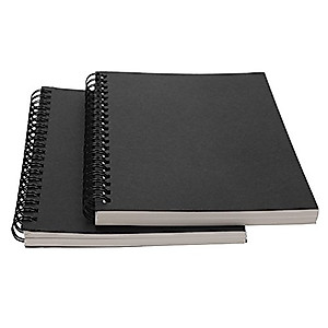 Mini Skater Set of 2 Black Notebook Blank Journal Memo Notebooks for Classroom School Students 100 Pages 50 Sheets (7 x 4.7 inch ,Black (Blank))