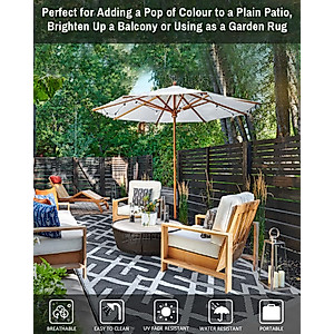 GEUOYEE Reversible Mats - Outdoor Rugs for Patio Clearance, 5'x8' Plastic Straw Rug Waterproof, Outside Indoor Outdoor Area Rug for RV, Backyard, Deck, Picnic, Beach, Trailer, Camping (Grey)