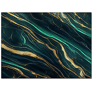 Marble Emerald Green Area Rug 2' x 3' - Modern Outdoor Living Room Bedroom Area+Rug Carpet, Modern Abstract Gold Art Kitchen Rug Bath Mat Front Porch Floor Doormat Runner Rugs