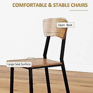 HOMCOM 5 Piece Industrial Dining Table Set for 4, Rectangular Kitchen Table and Chairs, Dining Room Set for Small Space