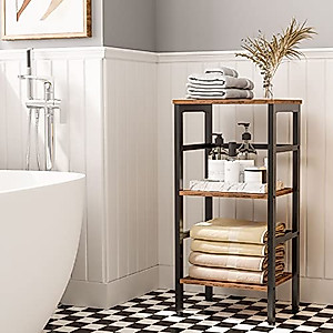 HOOBRO 3 Tier Bookshelf, Record Storage Rack with Side Fence, Wooden Free-Standing Shelf Units, Narrow Display Shelf for Living Room, Bedroom,Classroom, Rustic Brown BF80CJ01