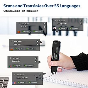 Scan ReaderPen, ROATEE 112 Language Scanning Translation Pen, Document Scanner, 16GB Digital Dictionary Smart Translation Bluetooth Mobile Scanner, Text to Speech for Dyslexia