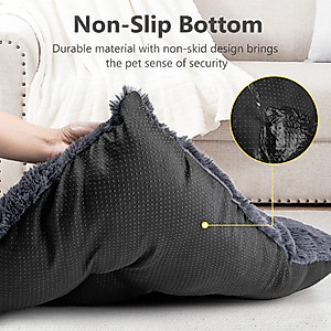 JOEJOY Dog Bed Crate Pad, Deluxe Plush Washable Dog Beds Fulffy Soft Kennel Pad Anti-Slip Pet Sleeping Mat for Medium Small Dogs, 23" x 18", Grey