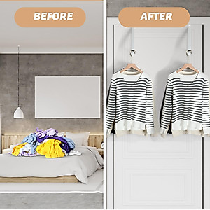 Suzile 2 Pcs White Over The Door Hanger Organizer Foldable Single Closet Hanger Hooks Retractable Over The Door Drying Rack Clothing Collapsible for Hanging Clothes Towels Bathrooms