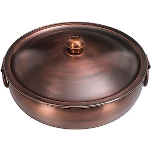 Chafing Dishes Retro Copper Hot Pot, Old Style Clear Soup Pot Thickened Flat Bottom Copper Pot Home Commercial Thickened Copper Hot Pot For Induction Cooker (Color : Brass, Size : 18cn)